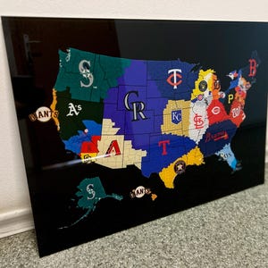 MLB Teams Map Wall Art, Premium Baseball Player Gift, Sports Wall Art ...