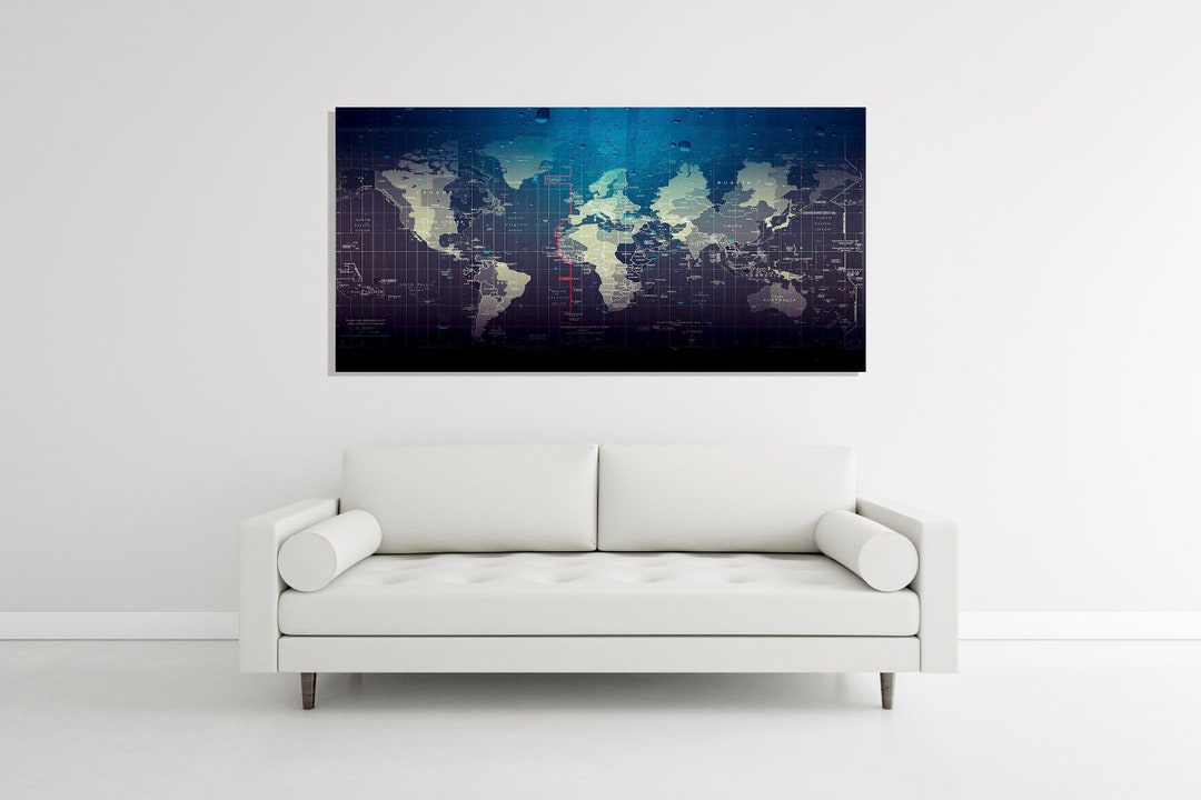 Panoramic World Map, Country Map Wall Art, World Traveler Gift Idea ...