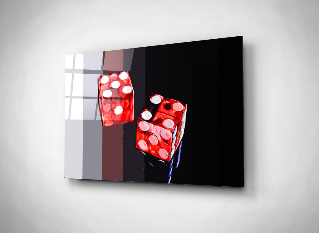 Casino Dice Wall Art, Las Vegas Decor, Glass Board Games Lover Gift ...