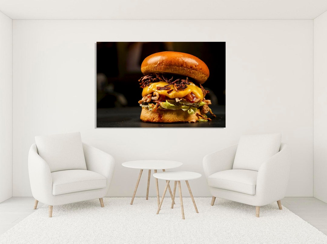 Burger Wall Art Fast Food Kitchen Decor Burger Canvas Print - Etsy
