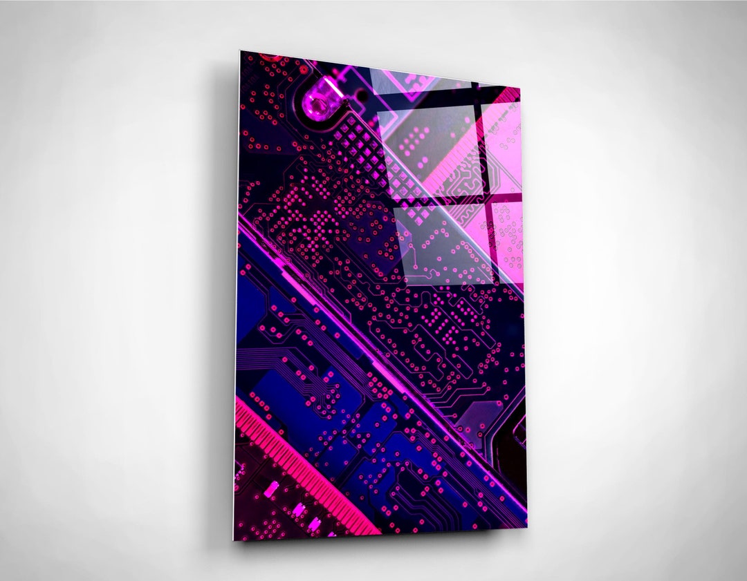 Cyberpunk Circuit Board Wall Art, Digital Information Technology Art ...