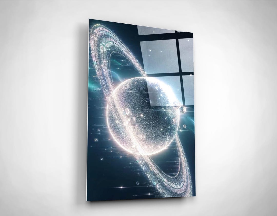 Modern Saturn Wall Art – Minimalist Space-themed Glass Poster, Planet ...