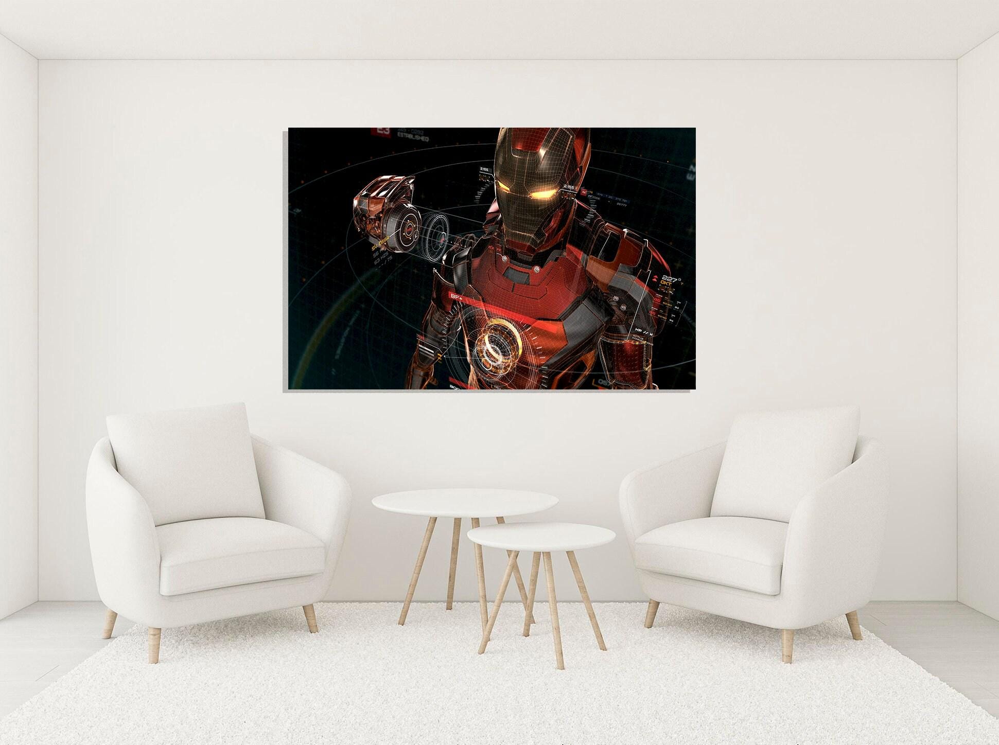 Iron Man Blueprint Wall Art, Marvels Decor, Avengers Art, Tempered ...