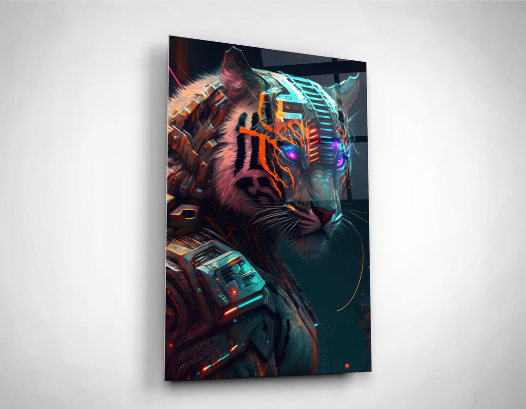Cyberpunk Wall Art, Cyborg Leopard Print, Futuristic Robot Cheetah ...