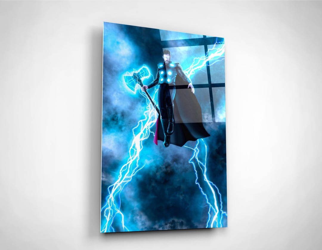 Thor in Lightning Wall Art, Ragnarok Movie Glass Print, Marvel Kids ...