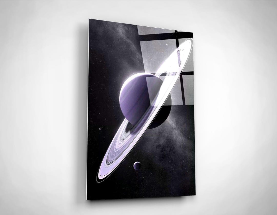 Modern Saturn Wall Art – Minimalist Space-themed Glass Print, Planet ...