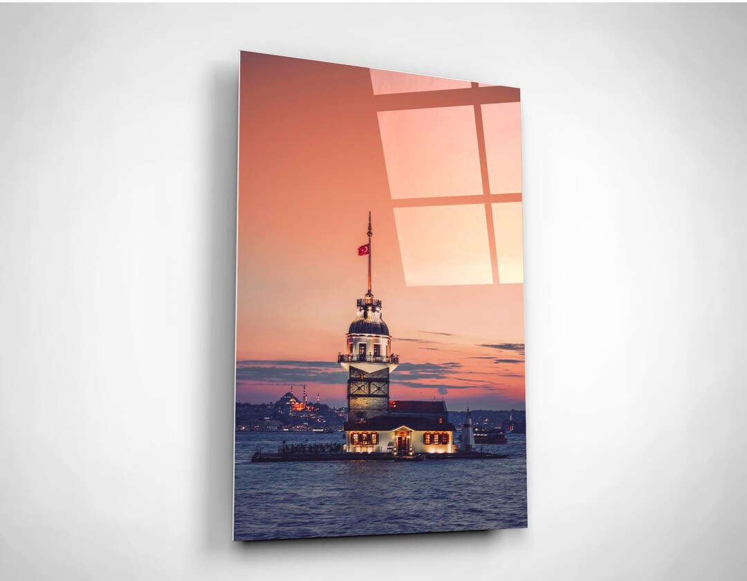 Istanbul Skyline, Islamic Glass Wall Art, Turkey Landscape Print on ...