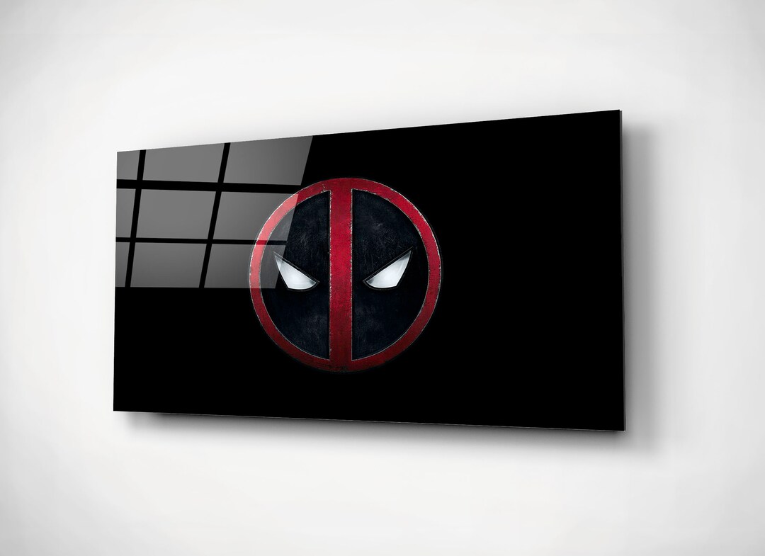 Deadpool Wall Art, Aesthetic Game Room Decor, Glass Painting, Marvel ...