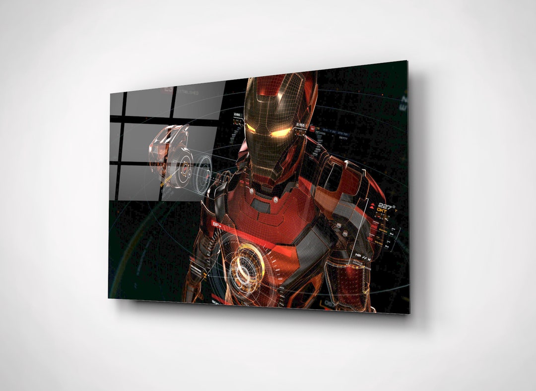 Iron Man Blueprint Wall Art, Marvels Decor, Avengers Art, Tempered ...