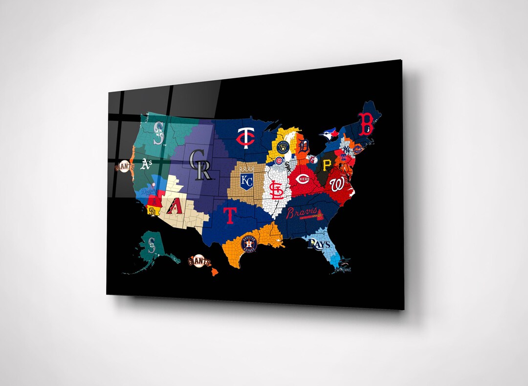 MLB Teams Map Wall Art, Premium Baseball Player Gift, Sports Wall Art ...