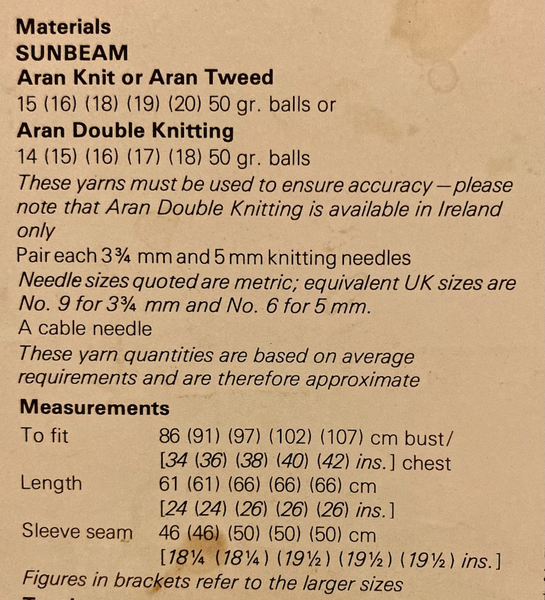 Vintage Aran Jumper Knitting Pattern: Classic Adult Sweater (PDF ...