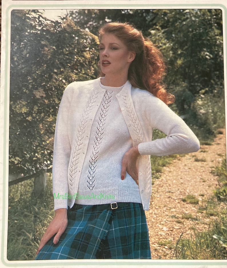 Cardigan and Top in 4ply Wool Sizes 32-42inch Twin Set. Vintage PDF ...