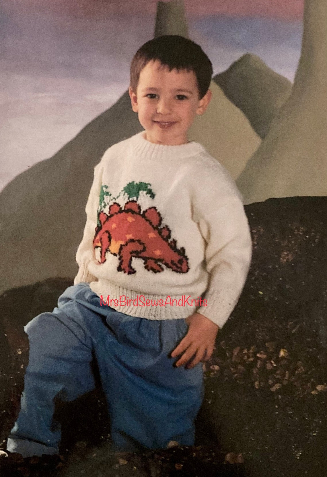 Dinosaurs Double Knit Sweater in Sizes 22-30 Inch. Vintage PDF - Etsy