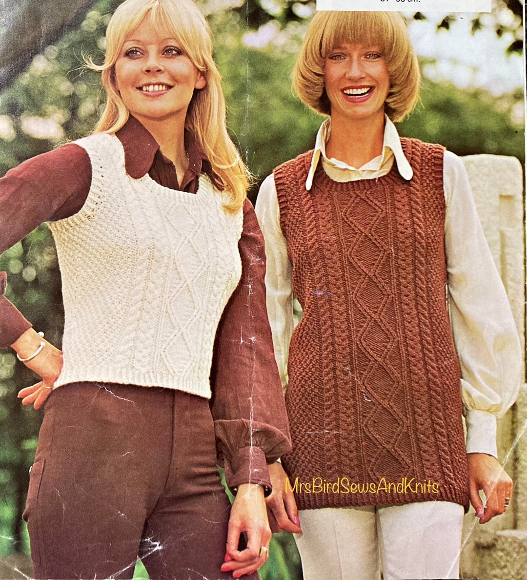 Classic Ladies ARAN Tank Top Vest and Tunic to Knit in Sizes 32-38inch ...