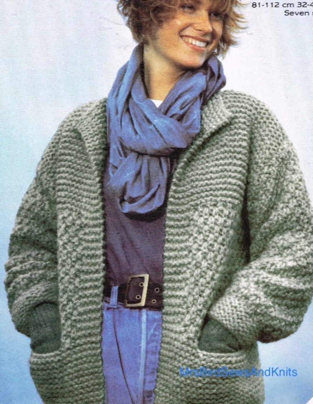 Knitting Pattern for Super CHUNKY Bulky Edge to Edge Jacket Cardigan ...