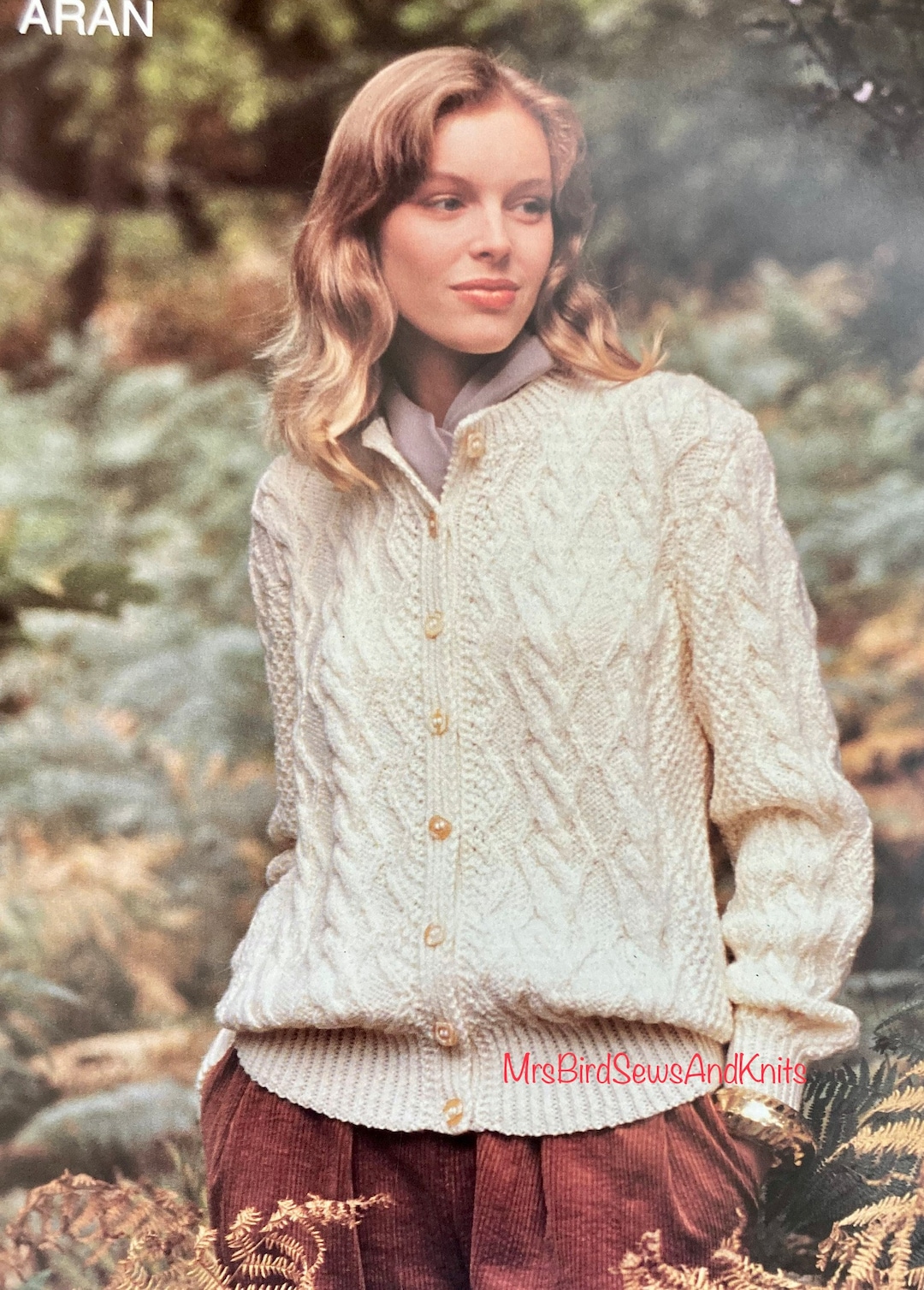 Vintage Aran Cardigan Knitting Pattern: Ladies Jacket (PDF Download) - Etsy
