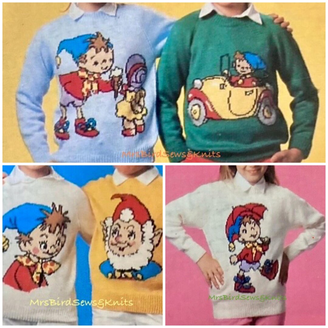 Vintage Noddy Sweater Knitting Pattern: Child & Adult Sizes (digital ...