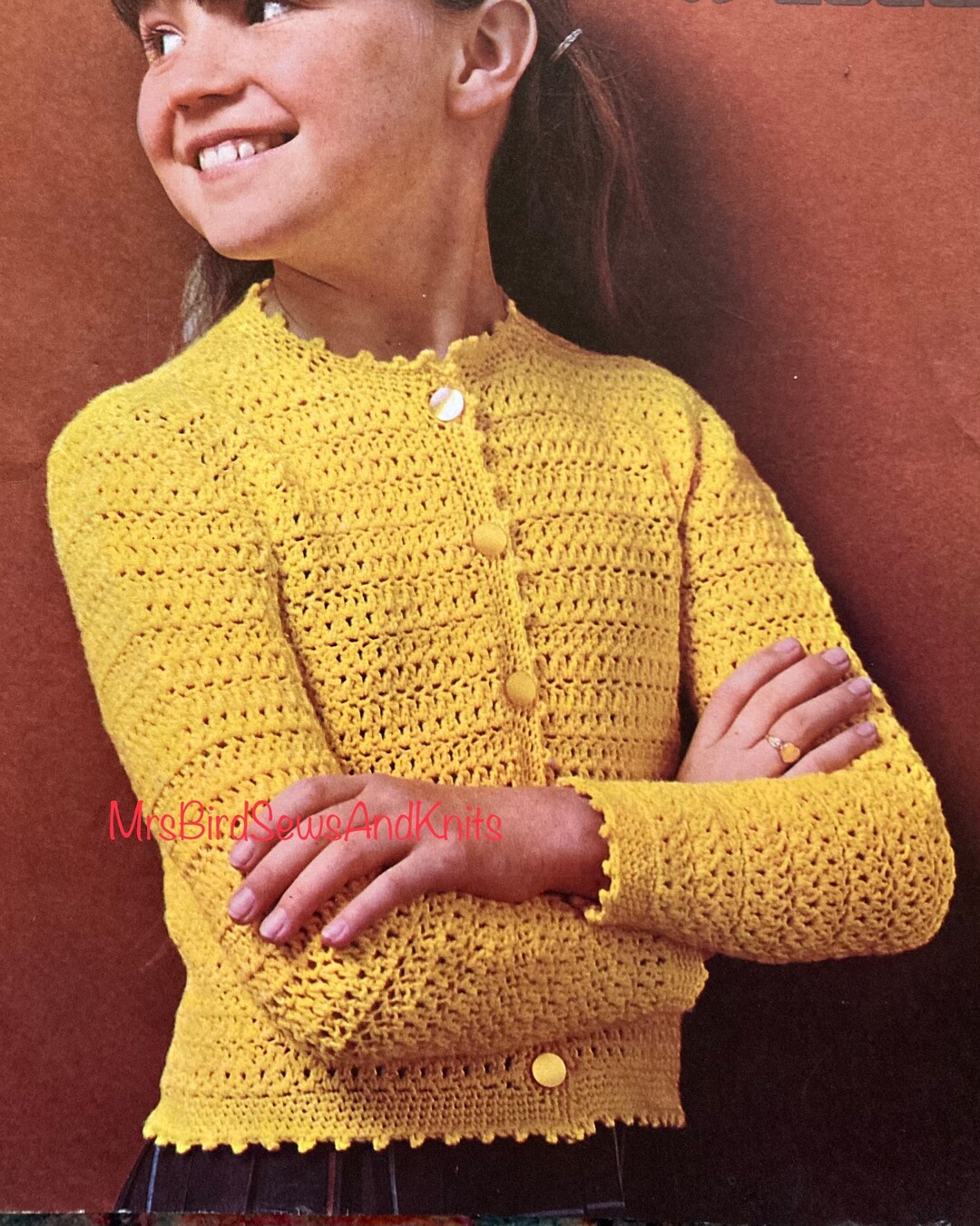 Girls Round Neck Cardigan to CROCHET Using 4 Ply Yarn in Sizes 22-26 ...