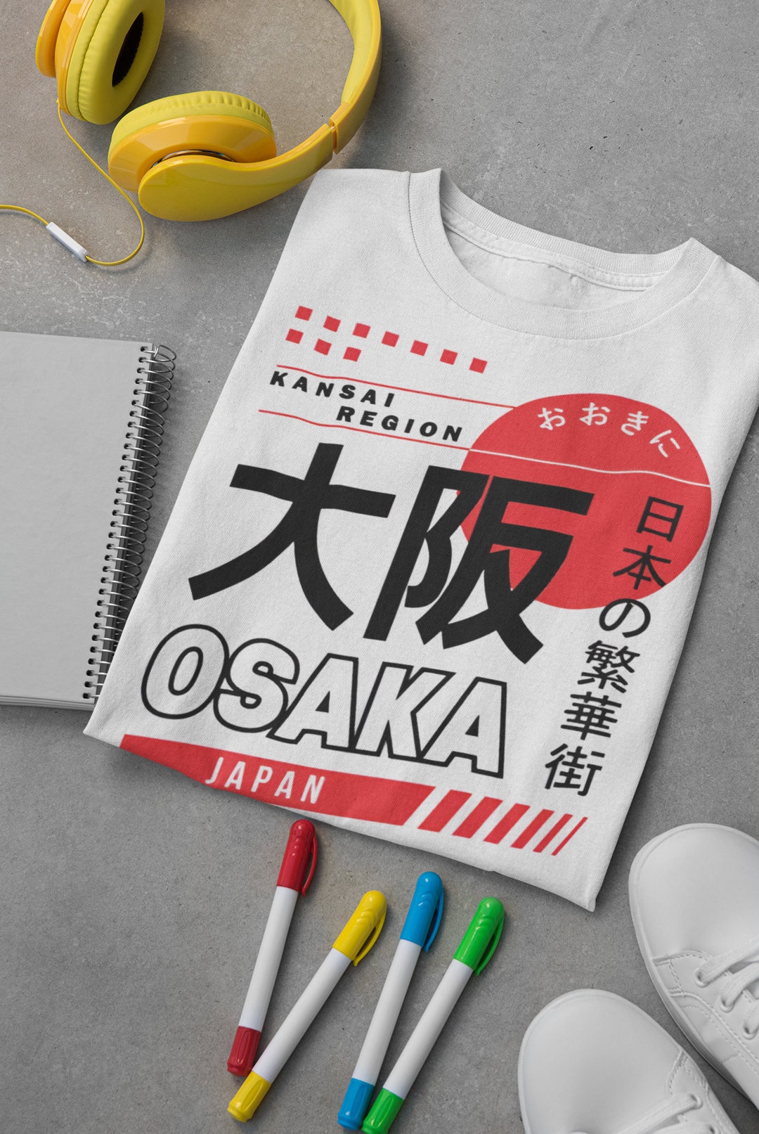 Unisex Visit Osaka Washed Out T-shirt, Japanese Vintage Street Wear ...