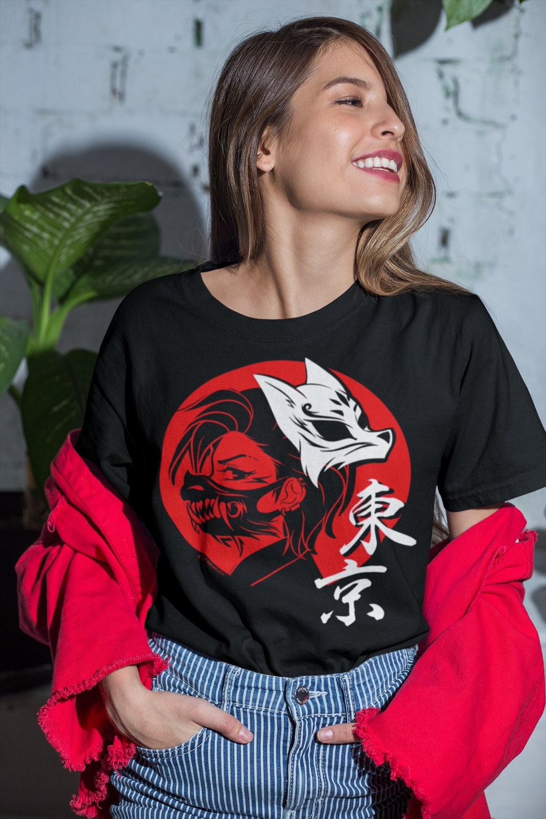 Kitsune Mask T-shirt Japanese Fox Tee Traditional Tokyo Yokai Harajuku ...