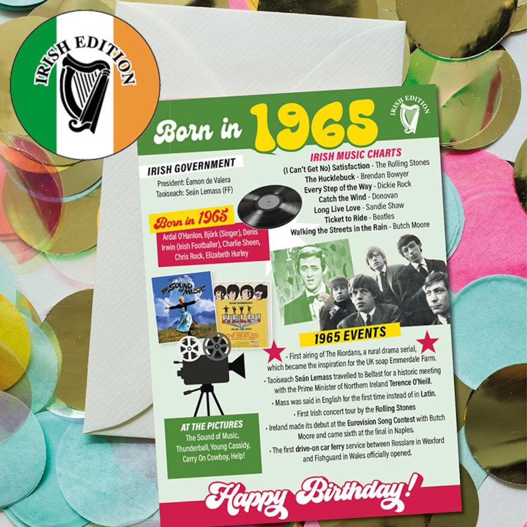 1965 60th Birthday Card Irish Version - Etsy