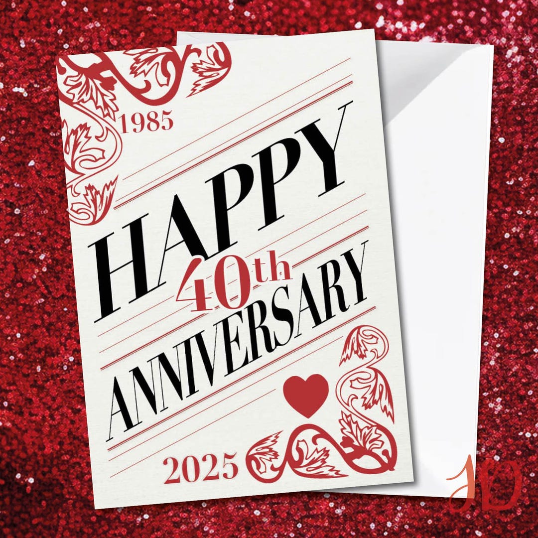 40th Wedding Anniversary Card - Happy Ruby Anniversary - Etsy
