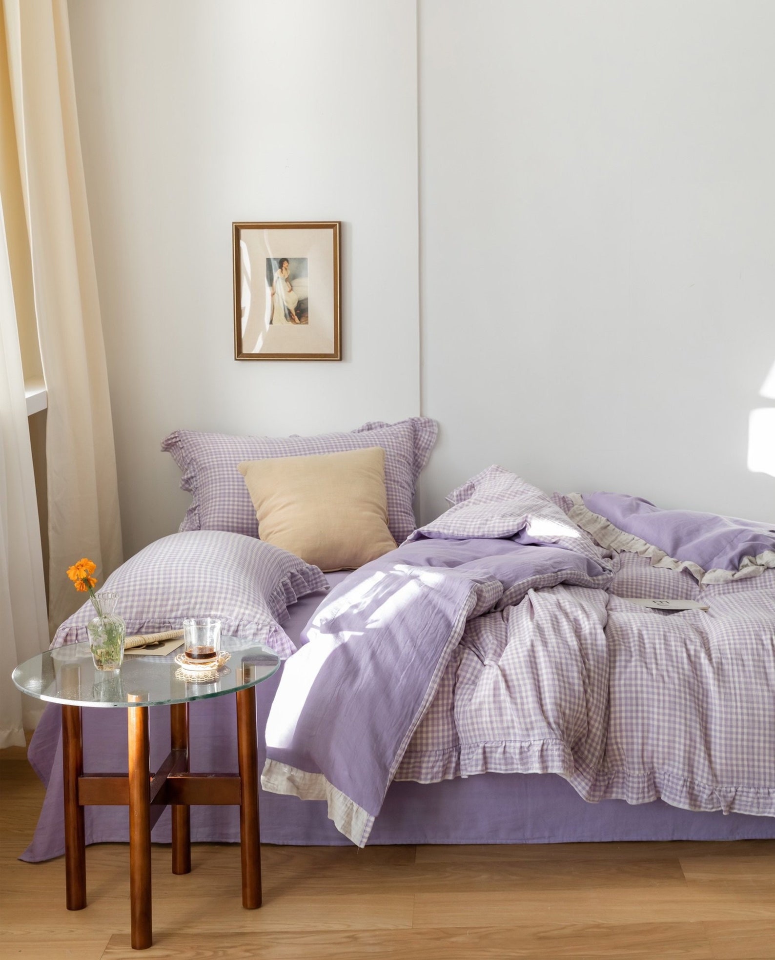 Purple Plaid Ruffle Bedding Set Purple PLAID DOUBLE SIDED - Etsy