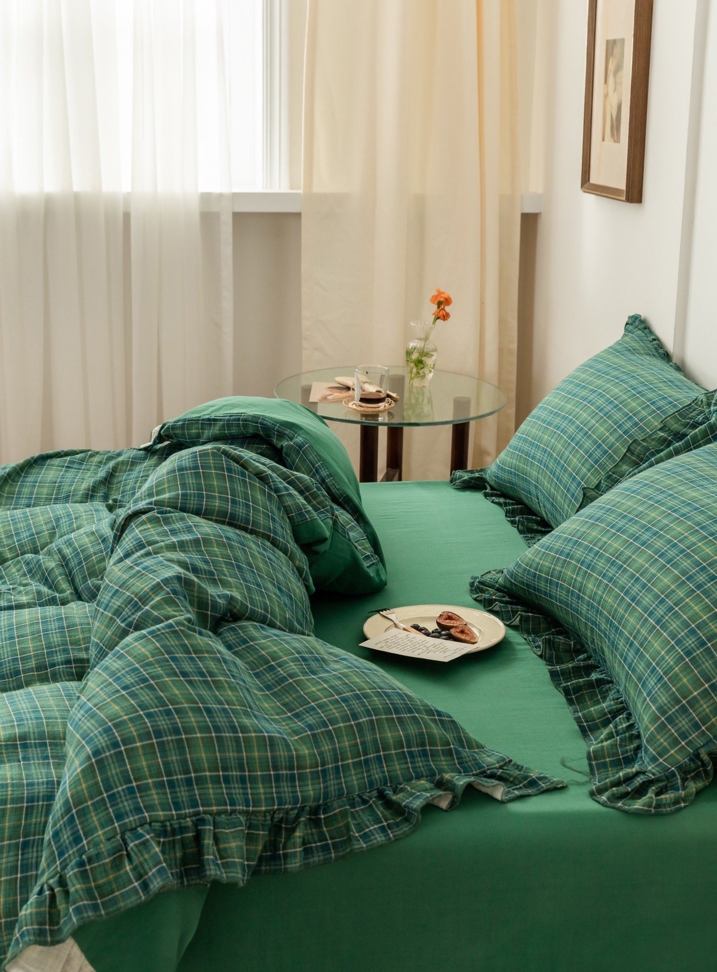 Purple Plaid Ruffle Bedding Set Purple PLAID DOUBLE SIDED - Etsy