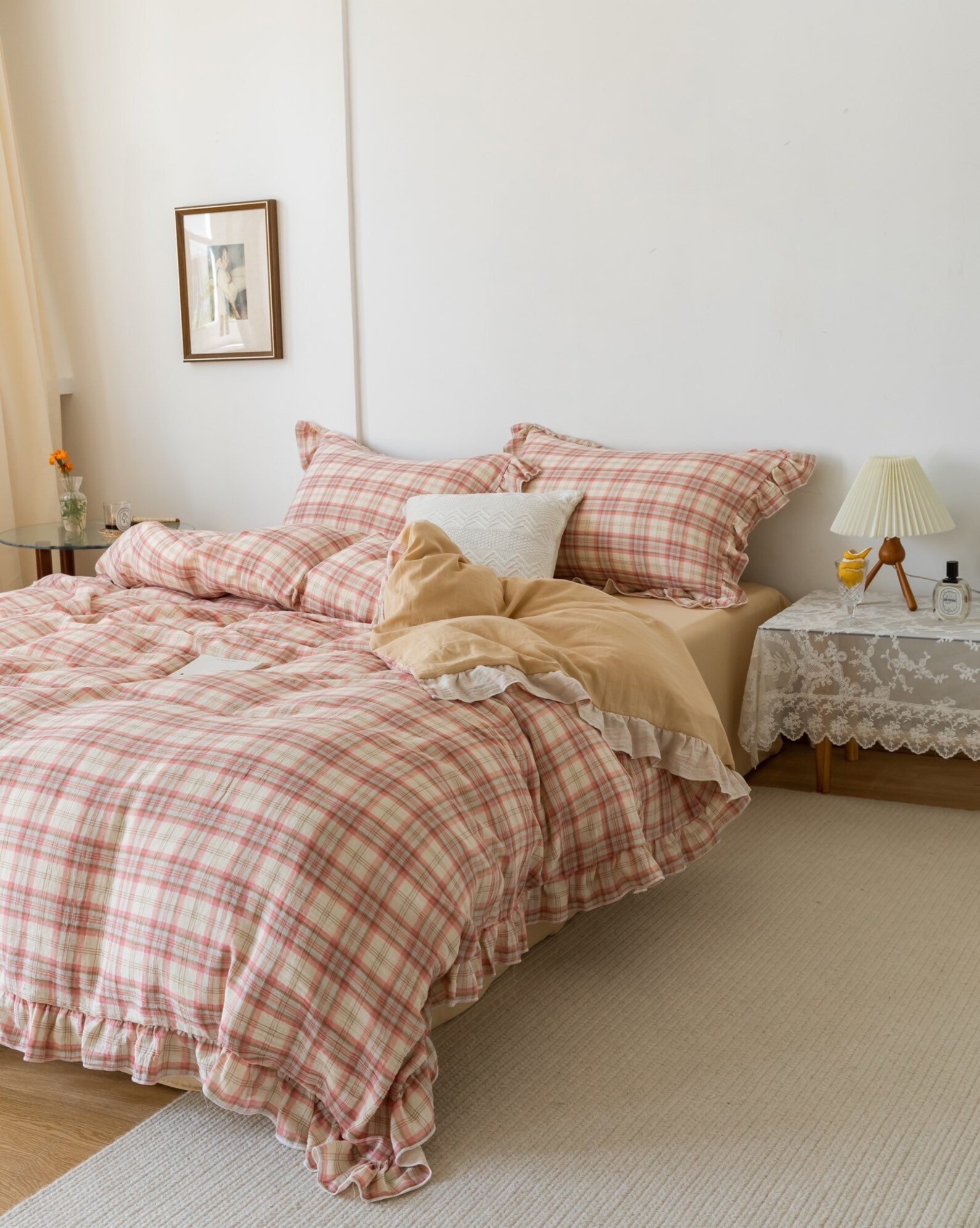 Purple Plaid Ruffle Bedding Set Purple PLAID DOUBLE SIDED - Etsy