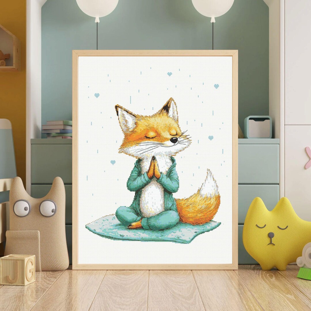 Fox Yoga Cross Stitch Pattern: Meditating Animal Embroidery (PDF ...