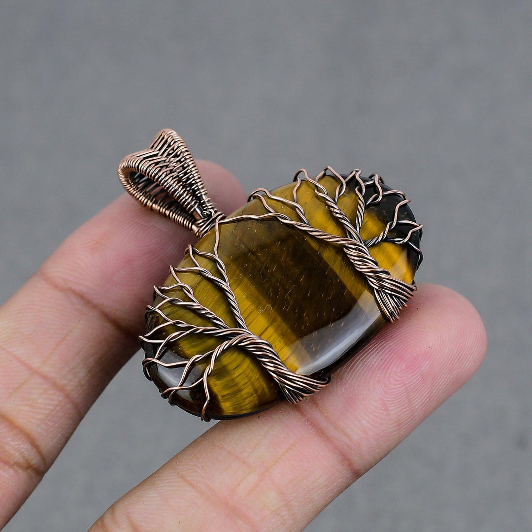 Dubble Tree of Life Tigers Eye Pendant Wire Wrapped Pendant Copper ...