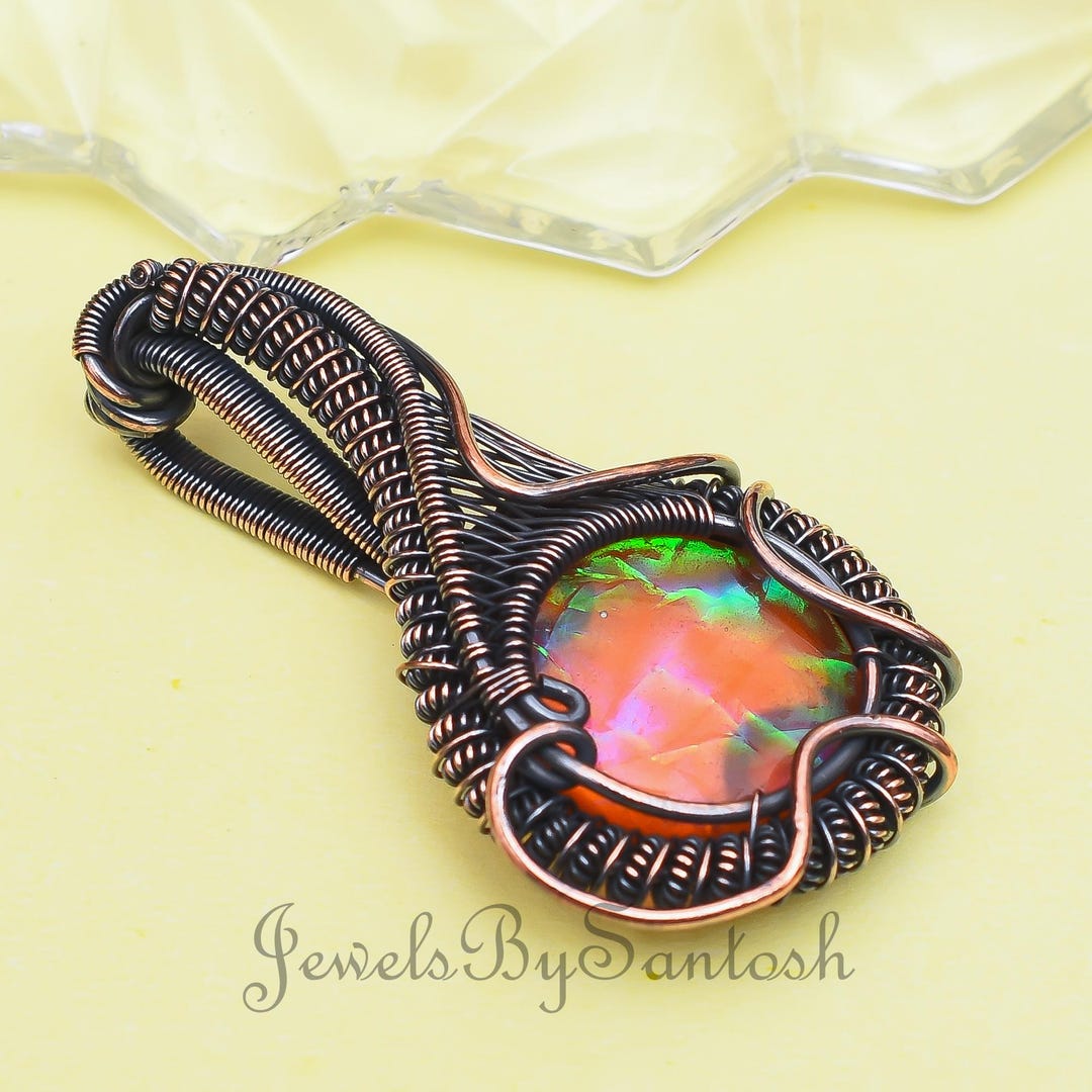 Australian Triplet Opal Pendant Copper Wire Wrapped Pendant Triplet ...