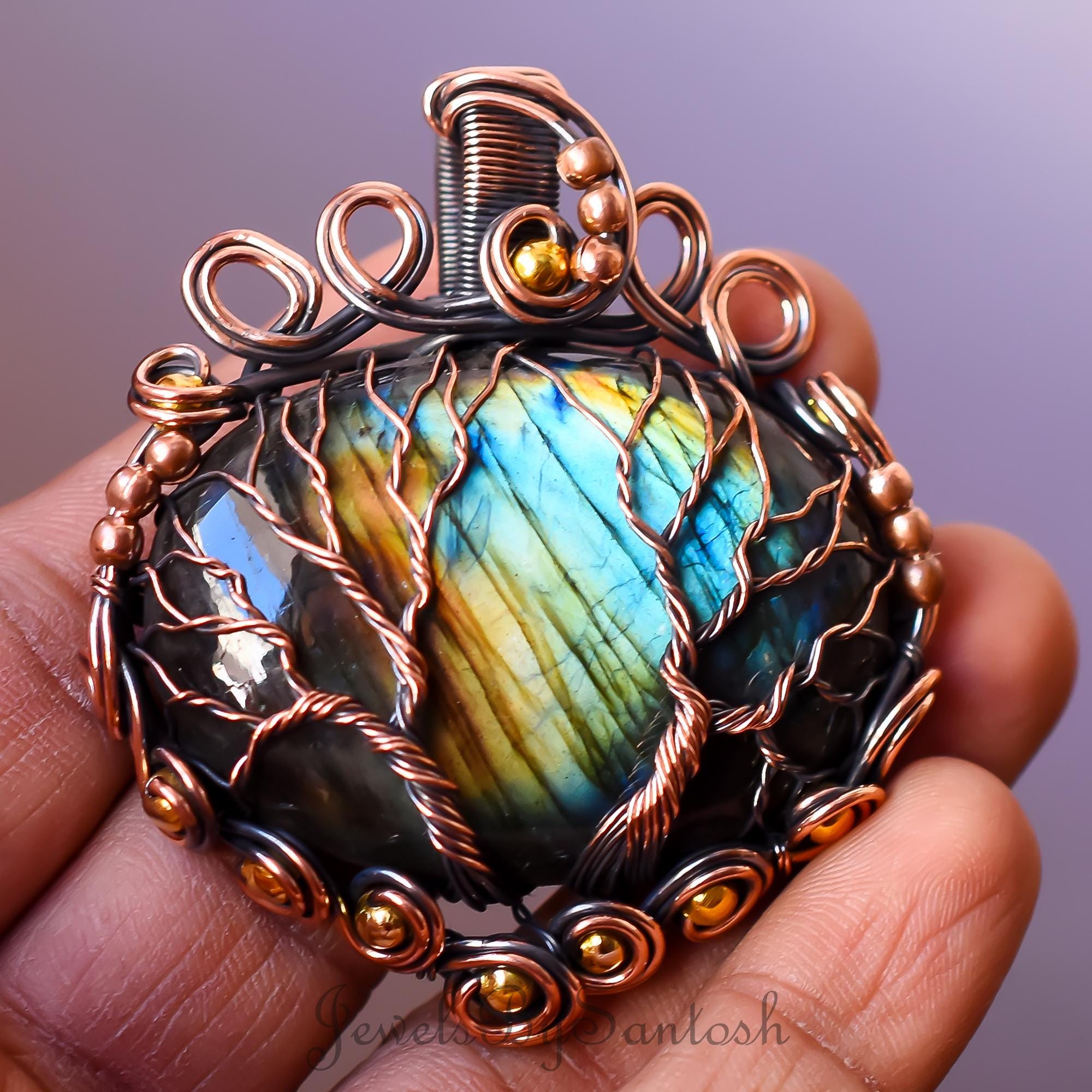 Labradorite Tree of Life Pendant: Copper Wire Wrapped Gemstone Jewelry ...