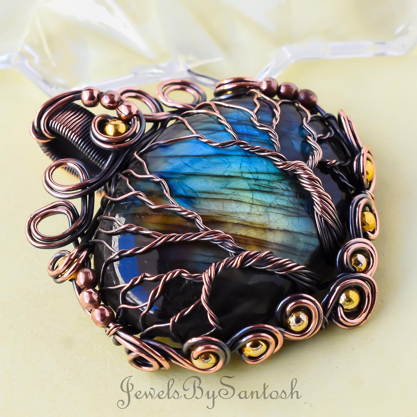 Labradorite Tree of Life Pendant: Copper Wire Wrapped Gemstone Jewelry ...