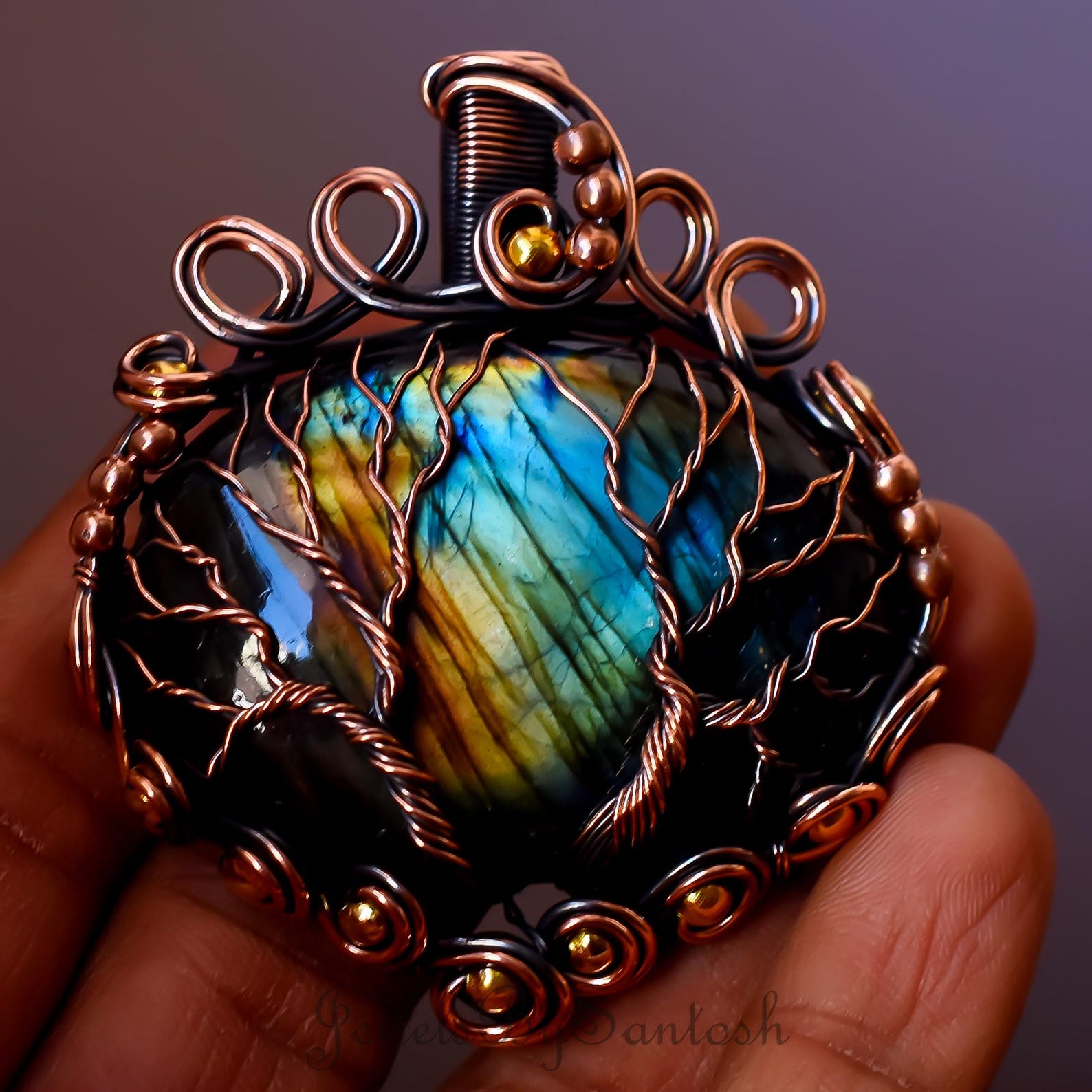 Labradorite Tree of Life Pendant: Copper Wire Wrapped Gemstone Jewelry ...