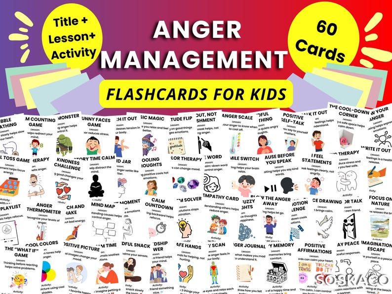 Anger Management Flashcards for Kids | Emotional Regulation Activities ...