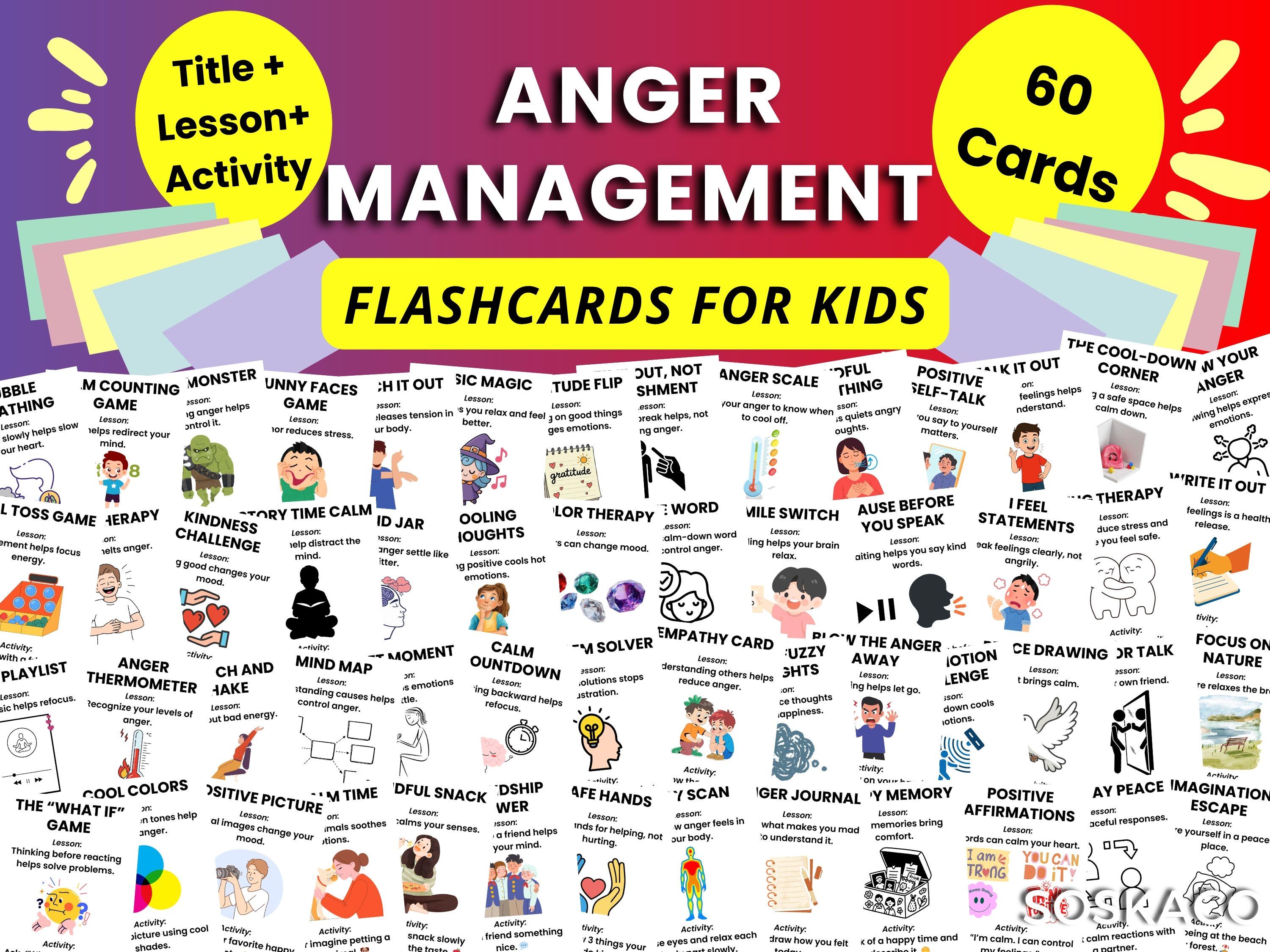 Anger Management Flashcards for Kids | Emotional Regulation Activities ...