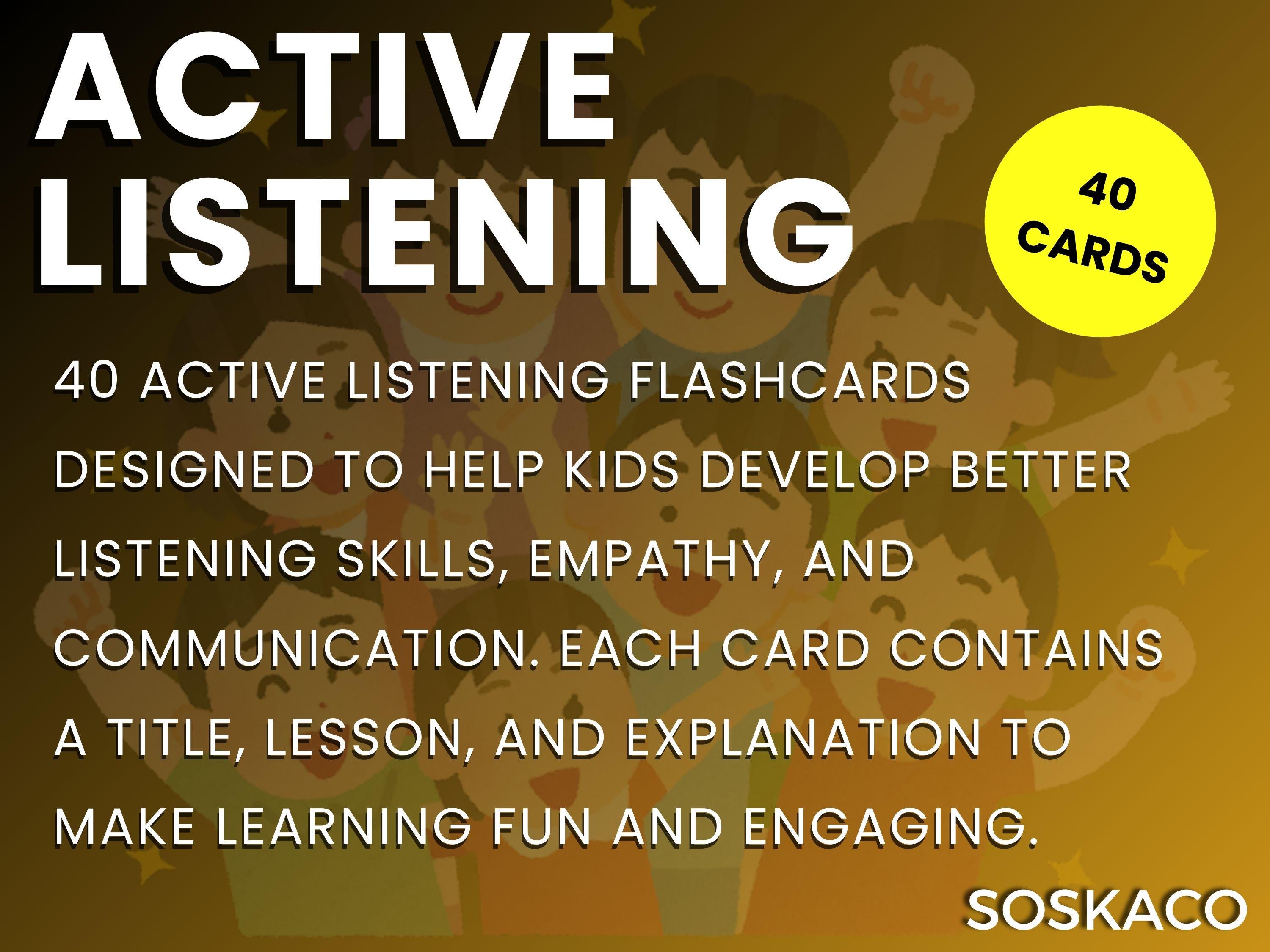 Active Listening Flashcards for Kids, Activities Build Communication ...