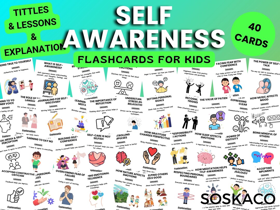 Self Awareness Flashcards for Kids, Build Confidence, Emotional ...