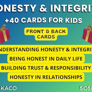 Honesty and Integrity Flashcards for Kids, Montessori Cards, Printable ...
