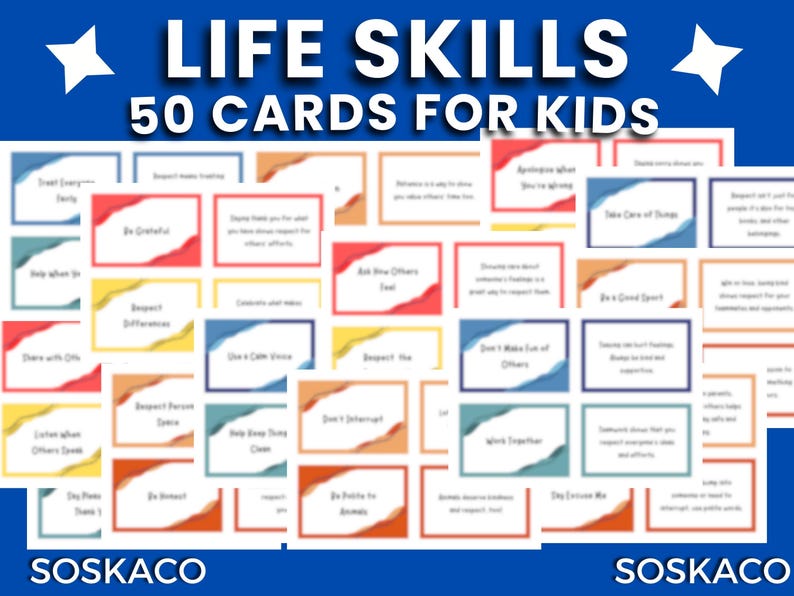 Life Skills Flashcards for Kids, Fun Kids Bookmarks, Engaging ...