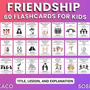 Friendship Flashcards for Kids, Social Skills Activities, Positive ...