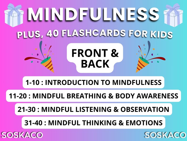 Mindfulness Flashcards for Kids, Focus, Calm & Emotional Awareness, SEL ...