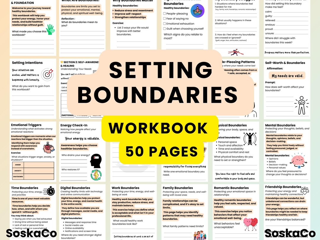 Setting Boundaries Workbook, Healthy Boundaries Guide, Self Healing ...