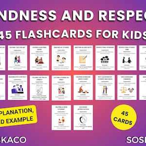 Kindness & Respect Flashcards for Kids, Social Skills Worksheet ...
