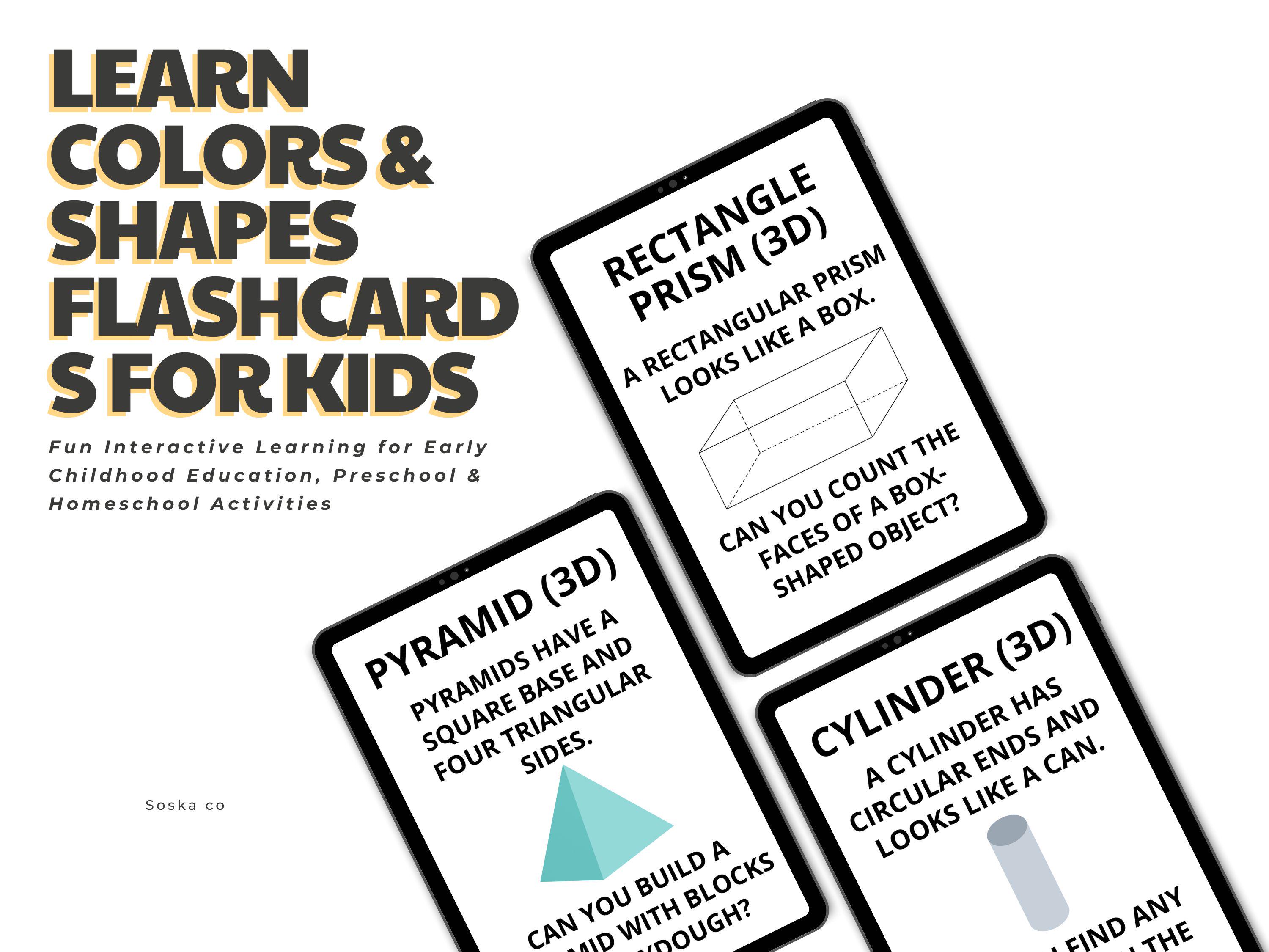 Colors and Shapes Flashcards for Kids, Learning Educational Flashcards ...