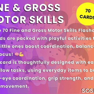 Fine and Gross Motor Skills Flashcards for Kids, Coordination & Balance ...