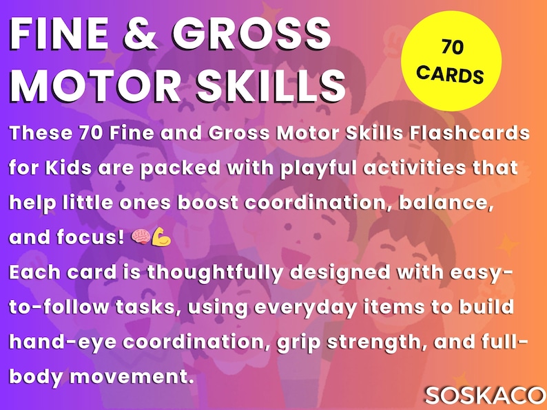 Fine and Gross Motor Skills Flashcards for Kids, Coordination & Balance ...