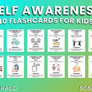 Self Awareness Flashcards for Kids, Build Confidence Cards, Emotional ...