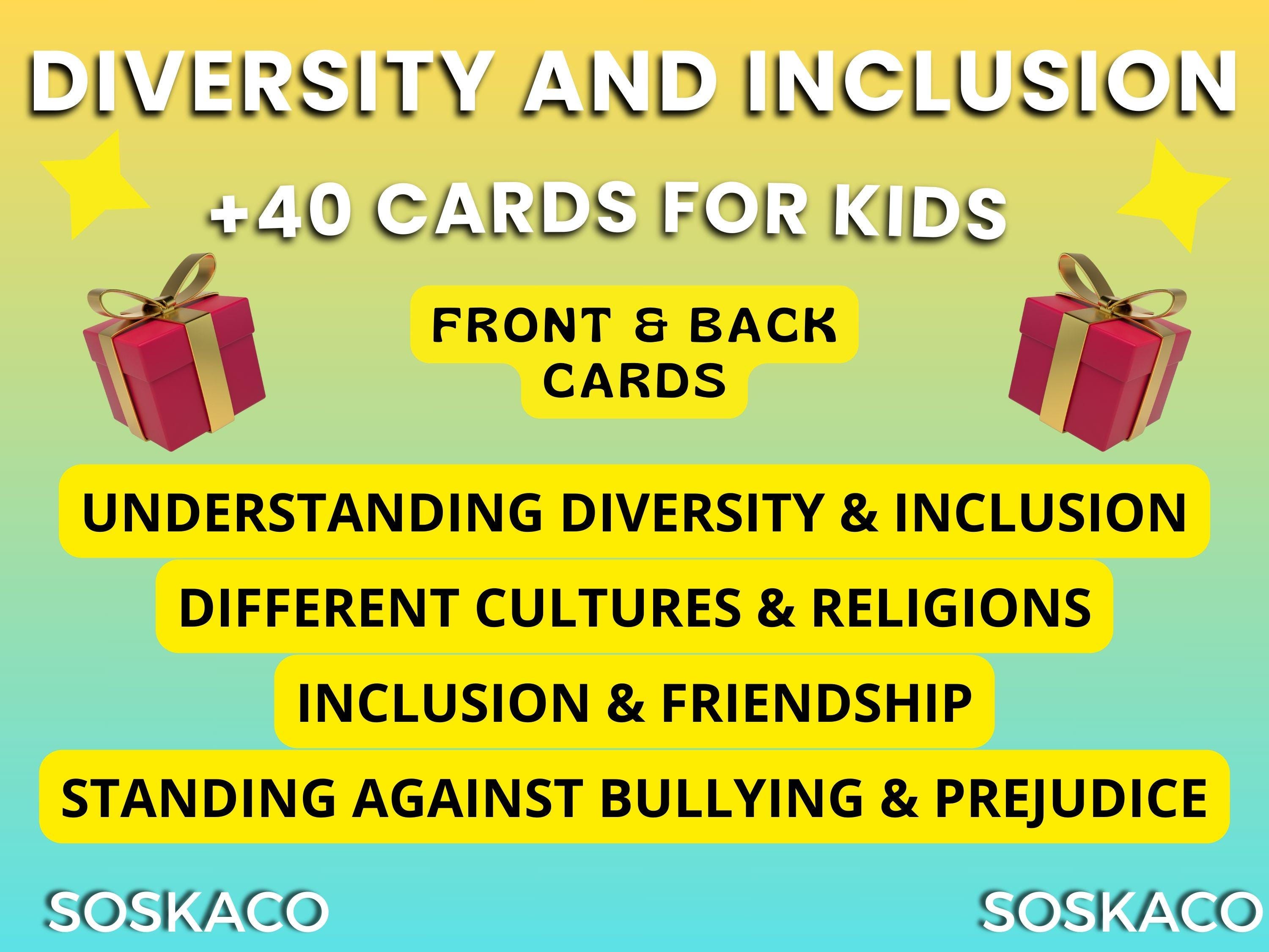 Diversity and Inclusion Flashcards for Kids, Culture Respect, Empathy ...